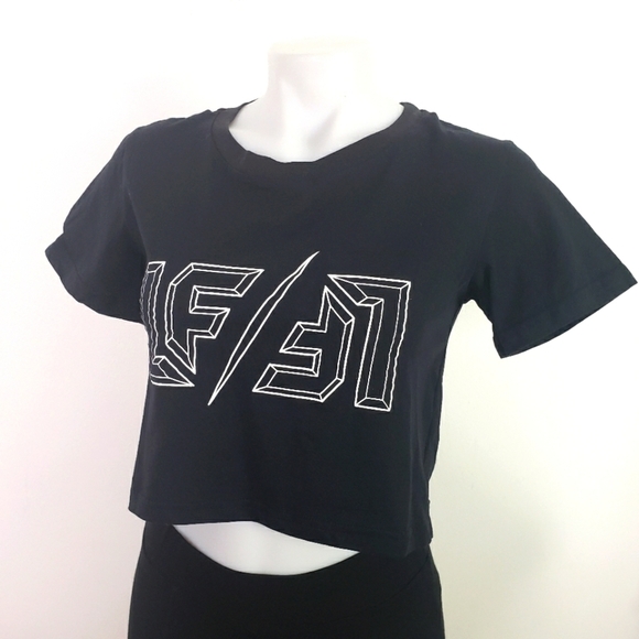 LF | Tops | Lf The Brand Black Logo Boxy Crop Top | Poshmark